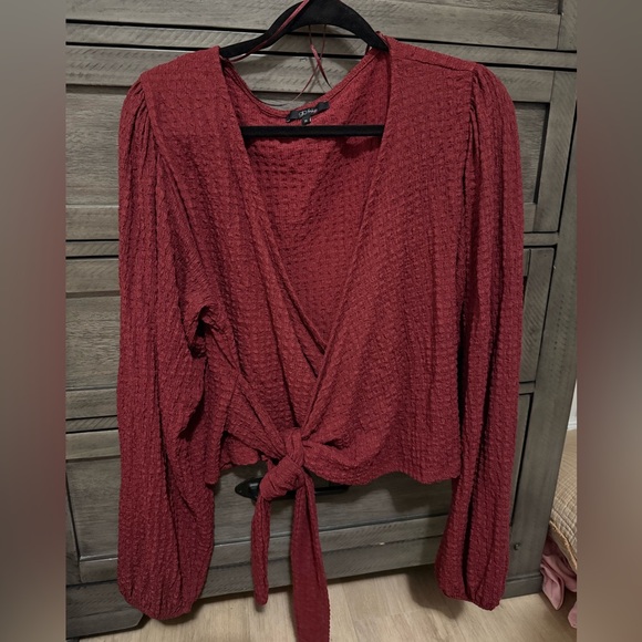 Glo Fashion | Tops | Dark Red Womens Long Sleeve Blouse Top Glo Fashion ...